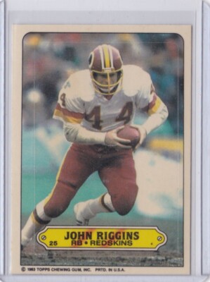 1983 Topps John Riggins Sticker Insert Football Card #25 (Near Mint ...