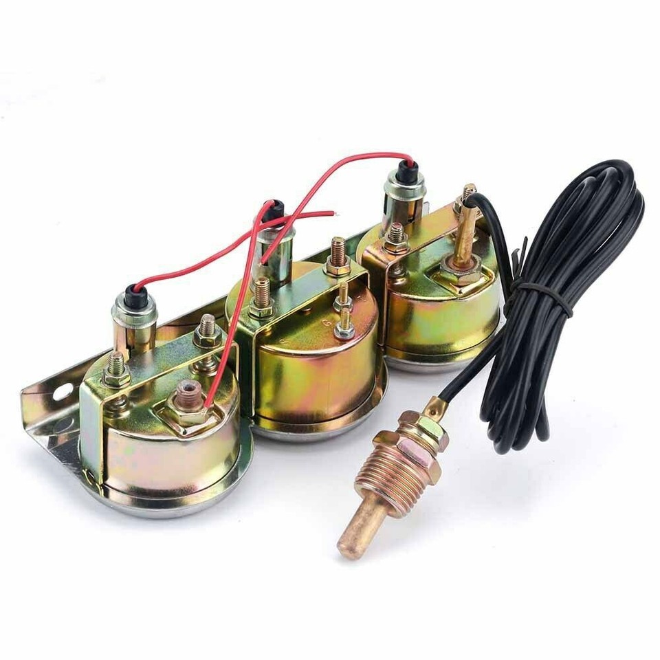 2'' 52mm Oil Pressure Water Temp Volt Meter Triple Gauge Mechanical ...
