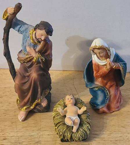 BABY JESUS JOSEPH MARY NATIVITY SET HOLY FAMILY RELIGIOUS FIGURINE ...