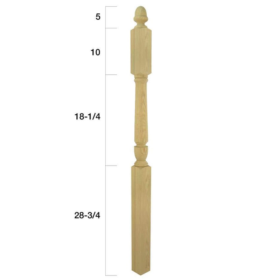 EVERMARK Newel Post 56" x 3-1/2"Stair Remodel Top Solid Core Unfinished ...