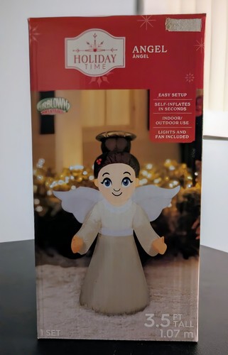 Holiday Time 3.5 Ft Christmas Angel with Wings Airblown Inflatable LED ...