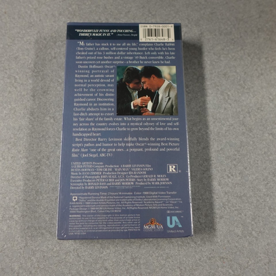 Rain Man (VHS, 1988) Tom Cruise Dustin Hoffman Factory Sealed ...