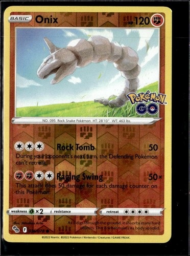Pokemon Onix 036/078 Pokemon Go Reverse Holo Common 2 Card Lot | eBay