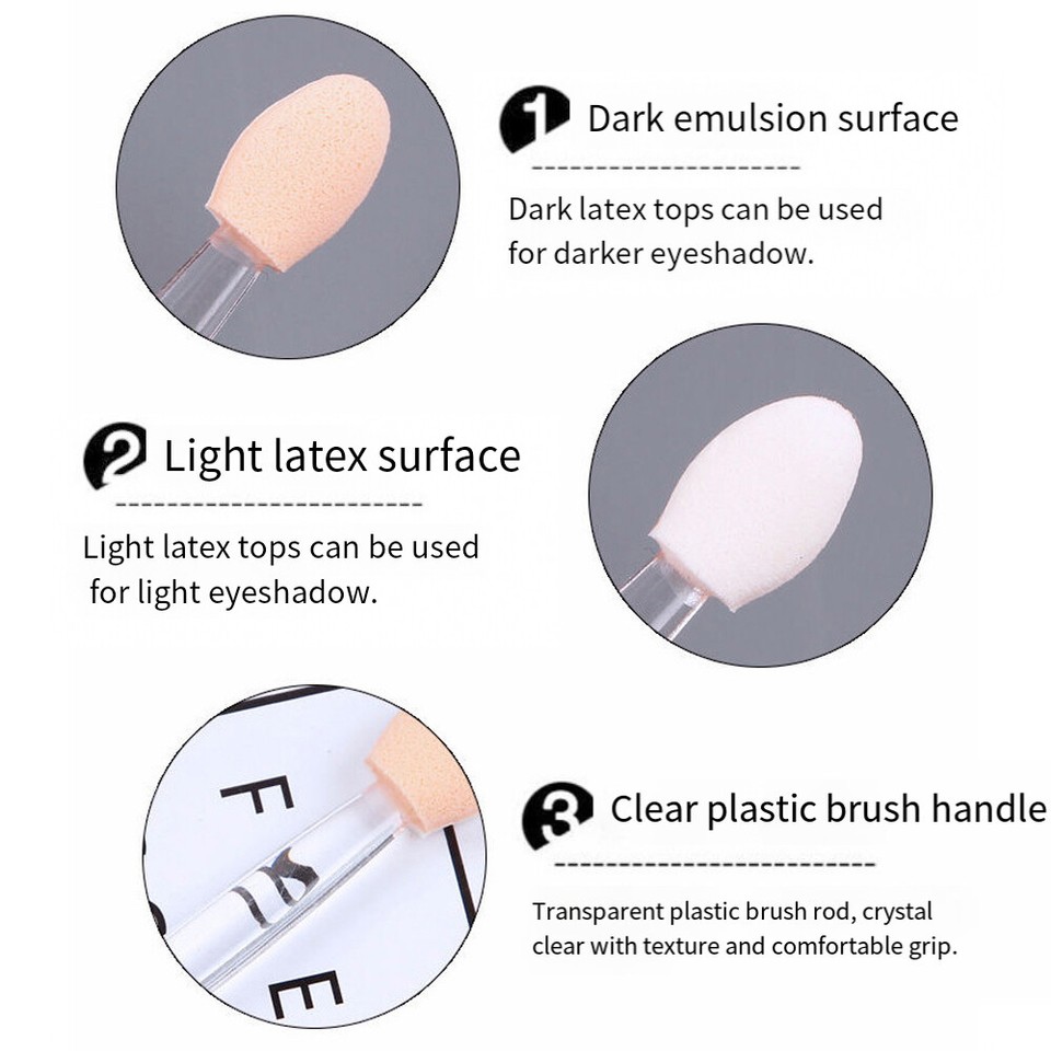 100PCS Eye shadow Applicators Brush Sponge Tipped Makeup Dual Sides New ...