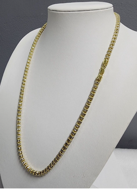 14k Yellow Gold 20" 3.1MM Sparkle Ice Link Chain Necklace Iced Rope 16 ...