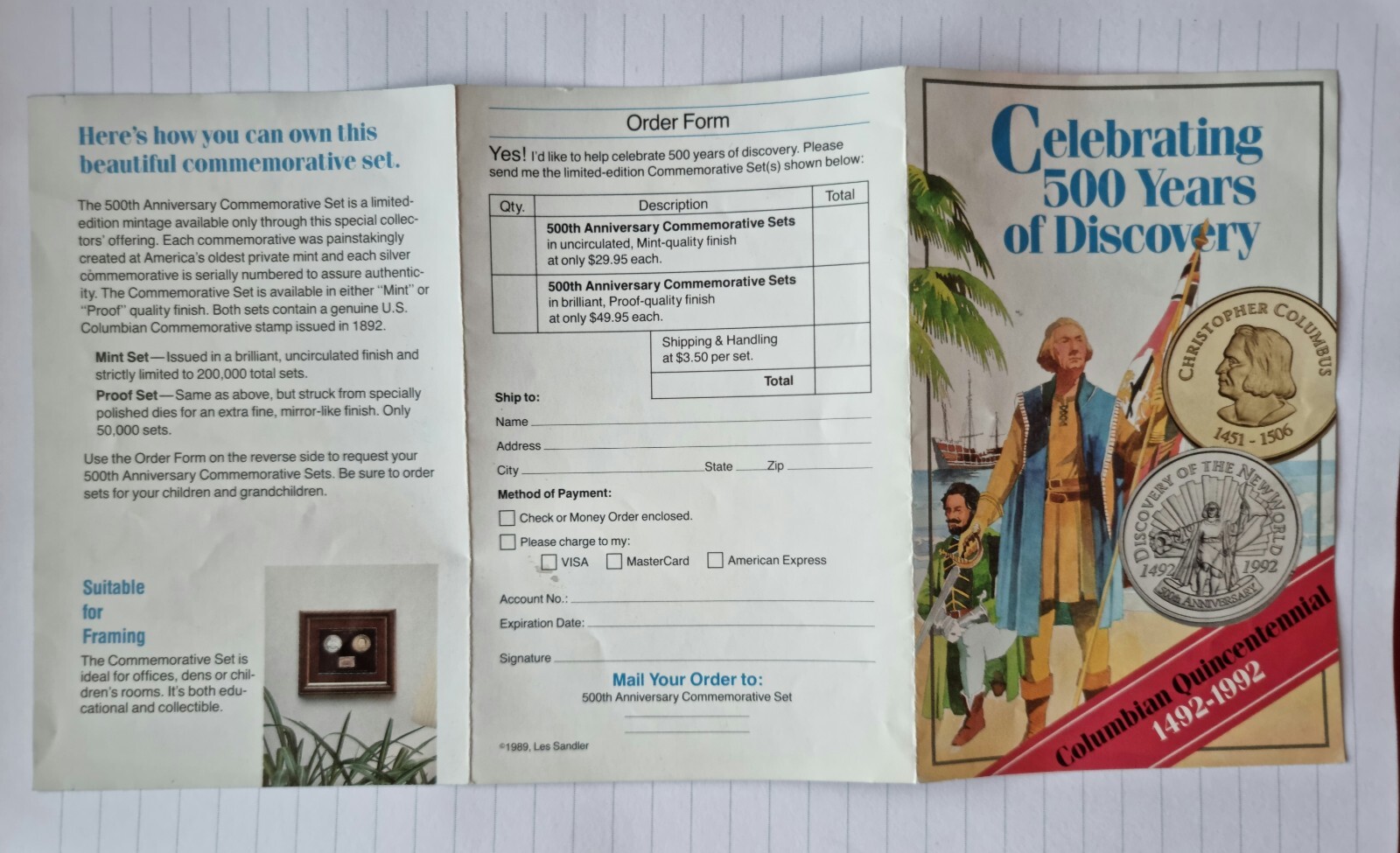 Silver & Bronze Coin Set 500th Anniversary 1492-1992 Discovery Of The ...