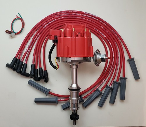FORD FE 352 390 427 428 HEI DISTRIBUTOR + 8.5mm RED SPIRAL SPARK PLUG ...