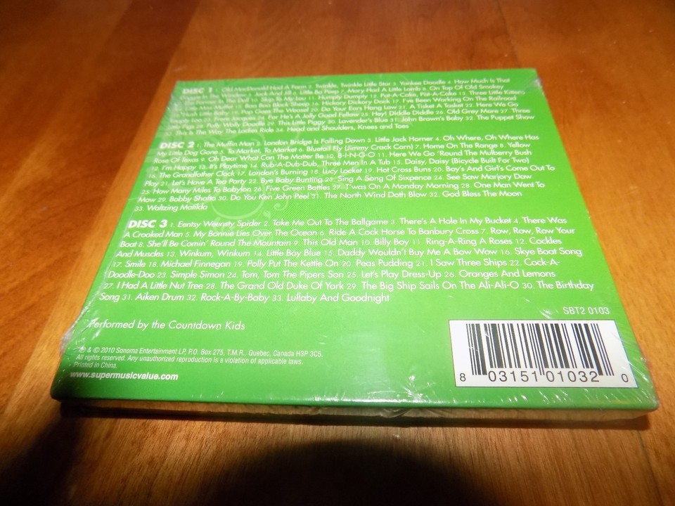 100 FUN SONGS FOR KIDS Music Childrens Song Countdown Kid 3 DISC DVD ...