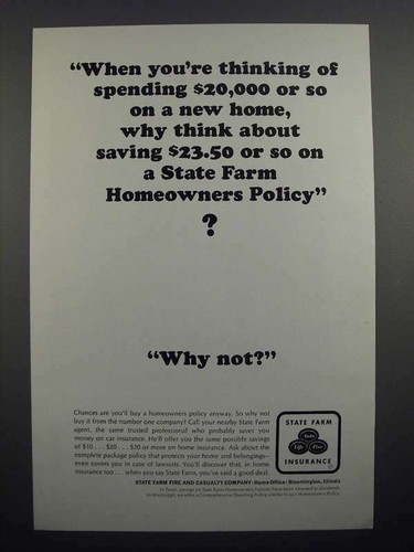 1965 State Farm Insurance Ad - Homeowners Policy | eBay