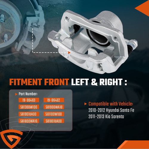 Pair Front Left & Right Brake Caliper w/Bracket for Hyundai Santa Fe ...