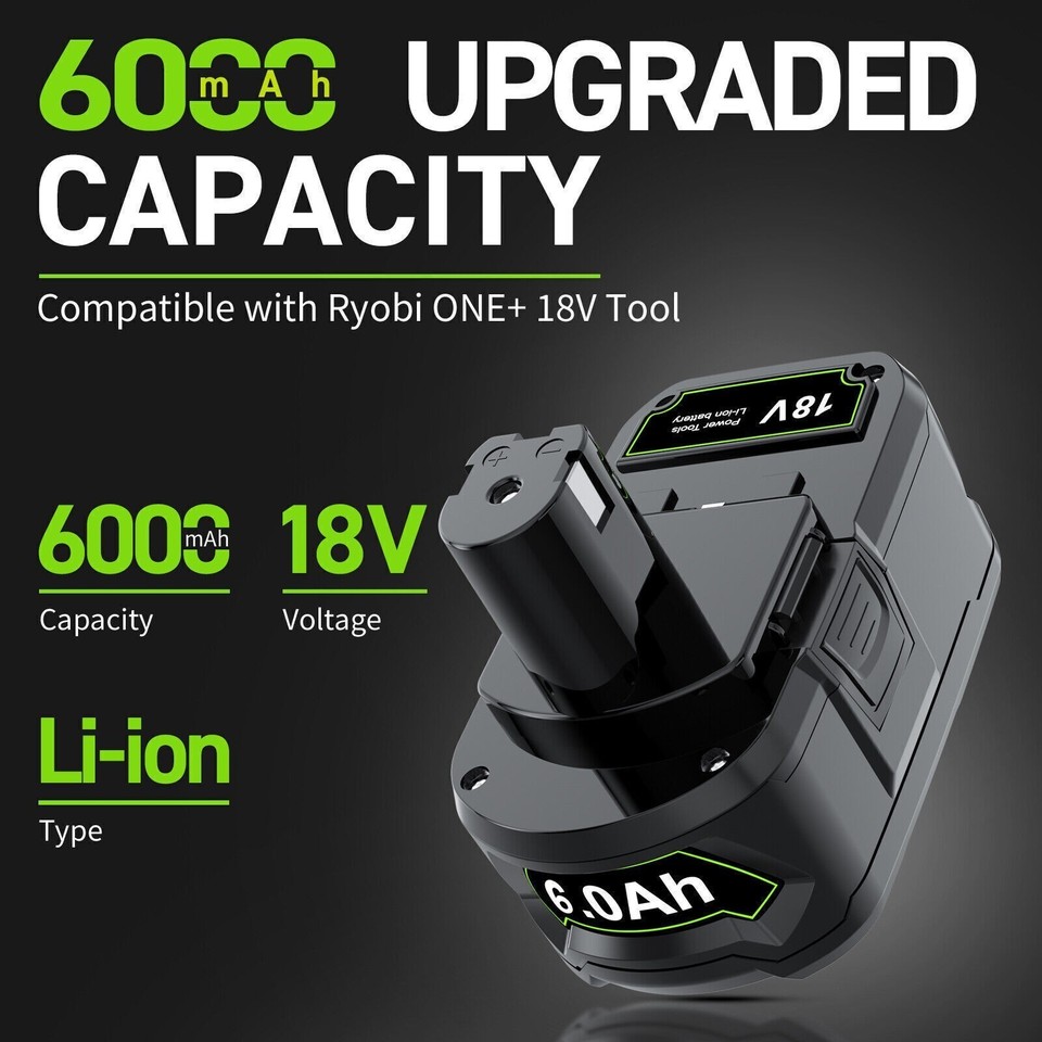 2PACK For RYOBI P108 18V 6.0Ah High Capacity Battery 18Volt Lithium ...