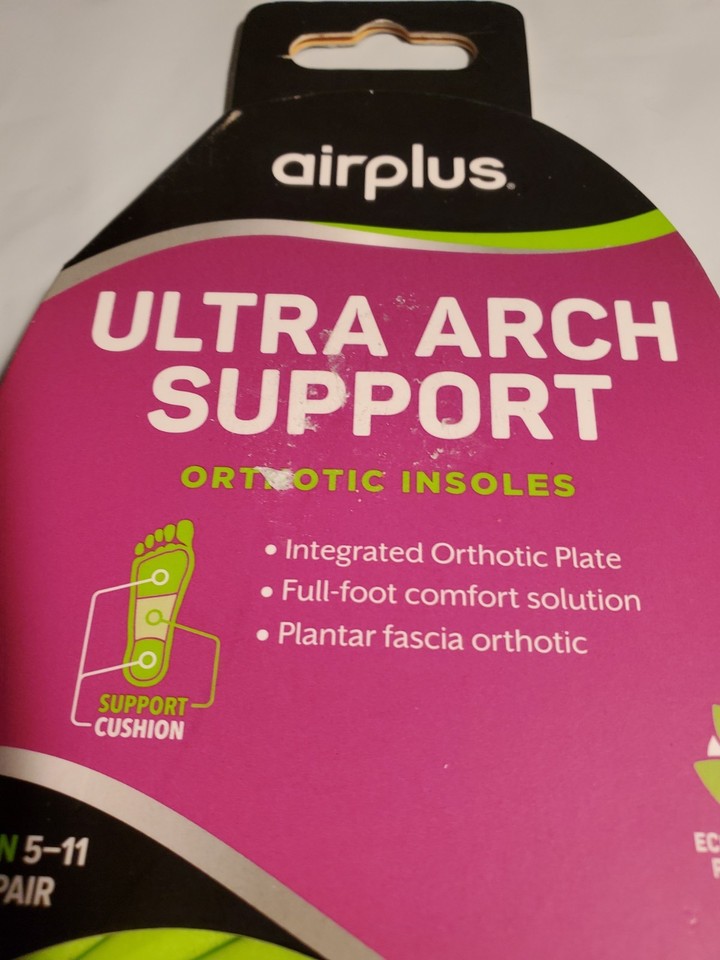 AIRPLUS ULTRA ARCH SUPPORT ORTHOTIC INSOLES WOMEN 5-11 PLANTAR FASCITIS ...