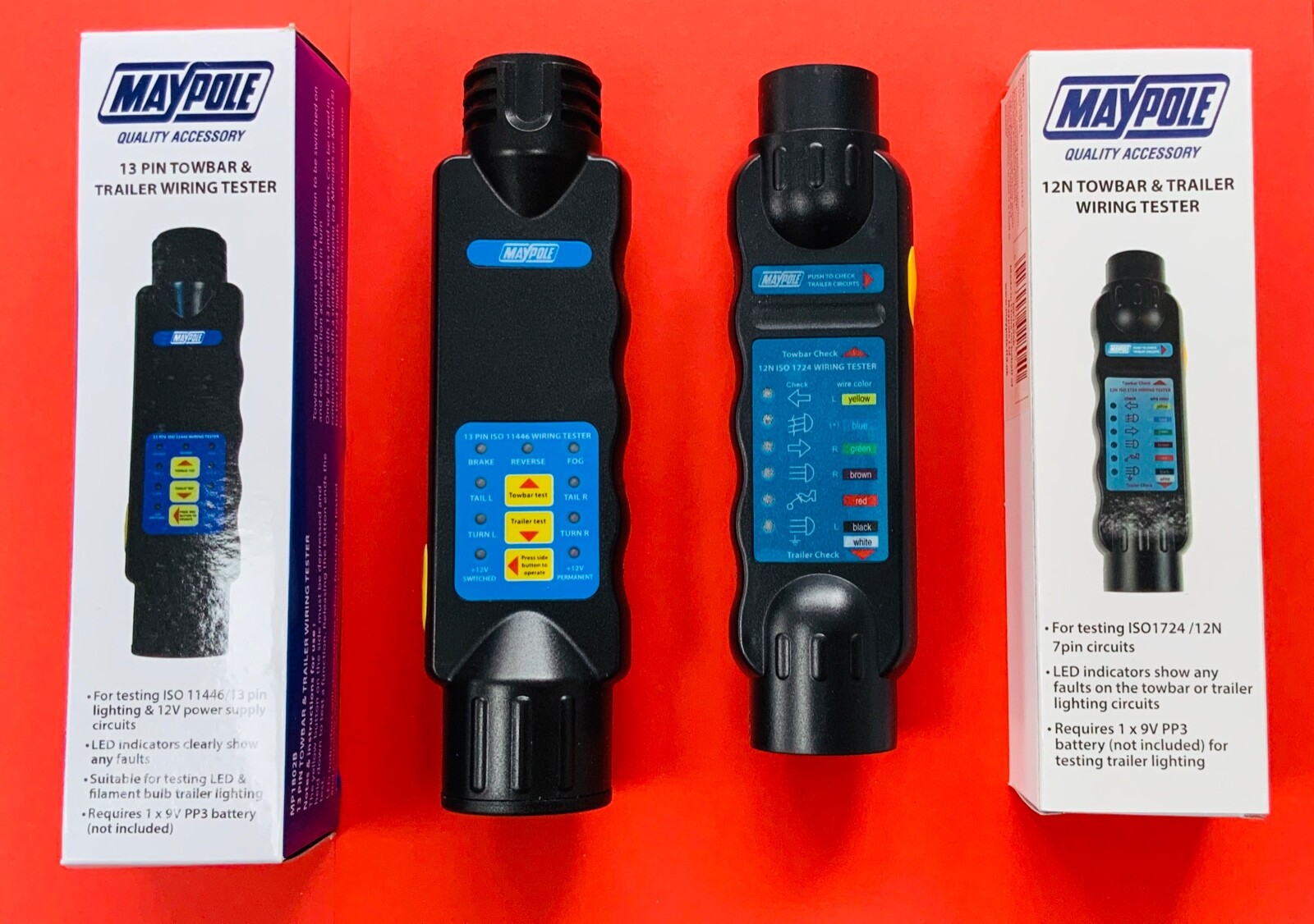 MAYPOLE 12V 13 Pin Euro Tester & 7 Pin Tester Car Van Towbar & Trailer ...