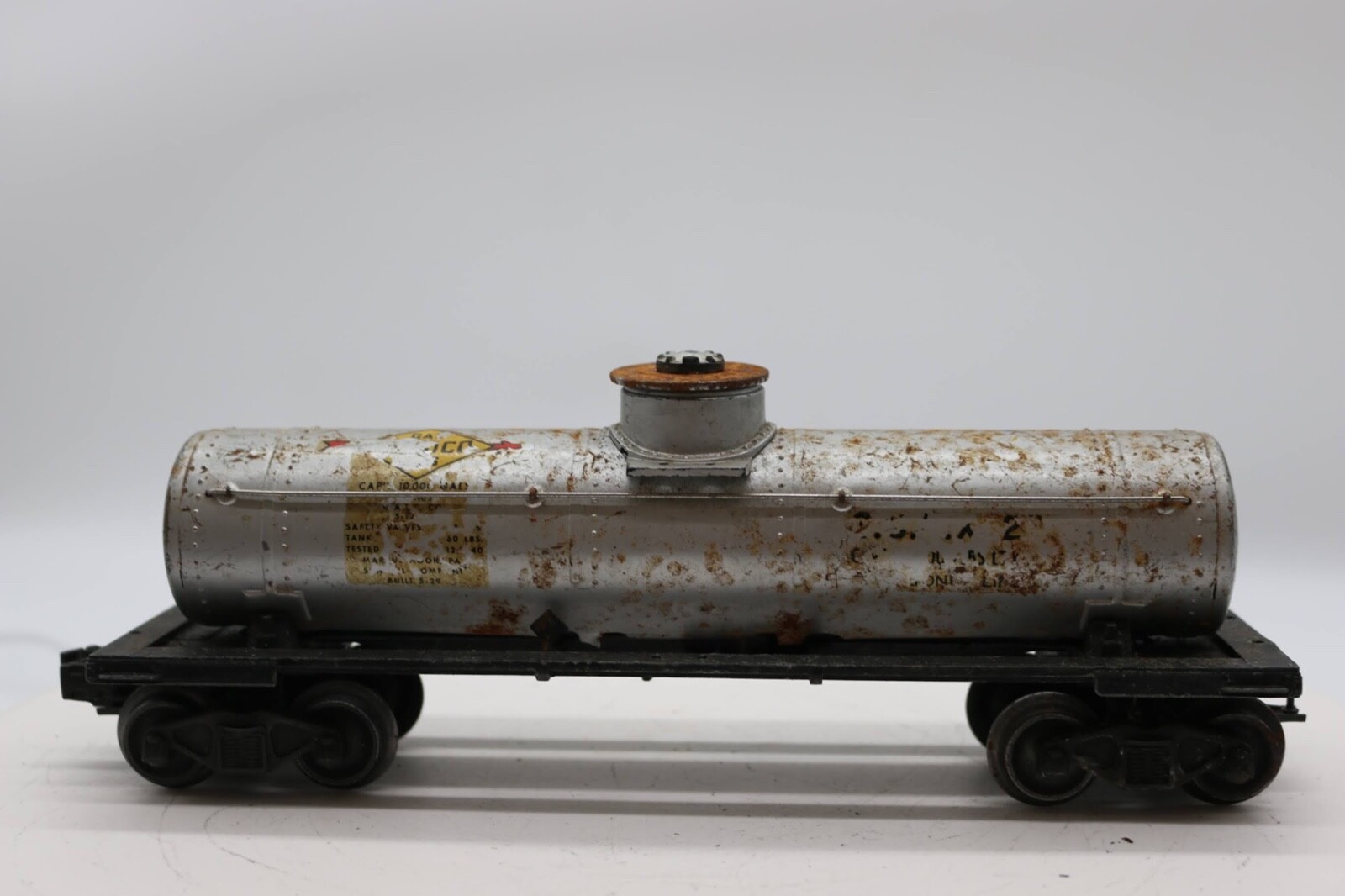 POSTWAR Lionel SUNOCO SUNX 2555 Oil Tank Car Aluminum O gauge (F41-2 ...