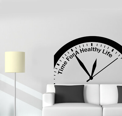Healthy Lifestyle Vinyl Wall Decal Clock Motivation Sport Gym Stickers ...