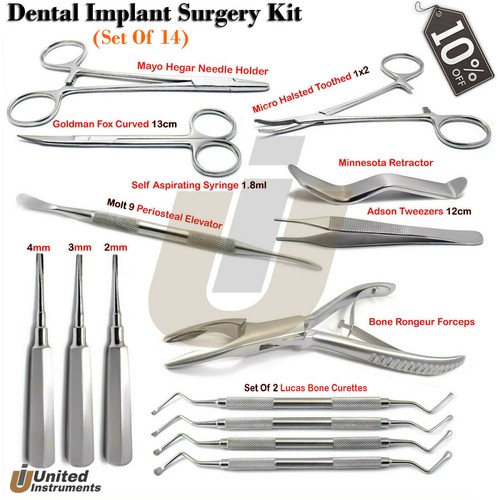 Implant Dental Surgical Bone Curette Rongeur Forceps Suture Scissors ...