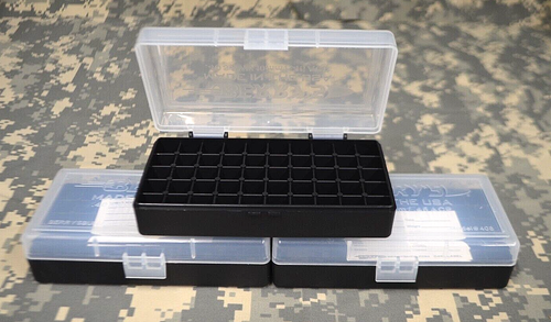 3 x BERRY'S PLASTIC STORAGE AMMO BOX CLEAR COLOR 45 ACP / 40 S&W 50 rd ...