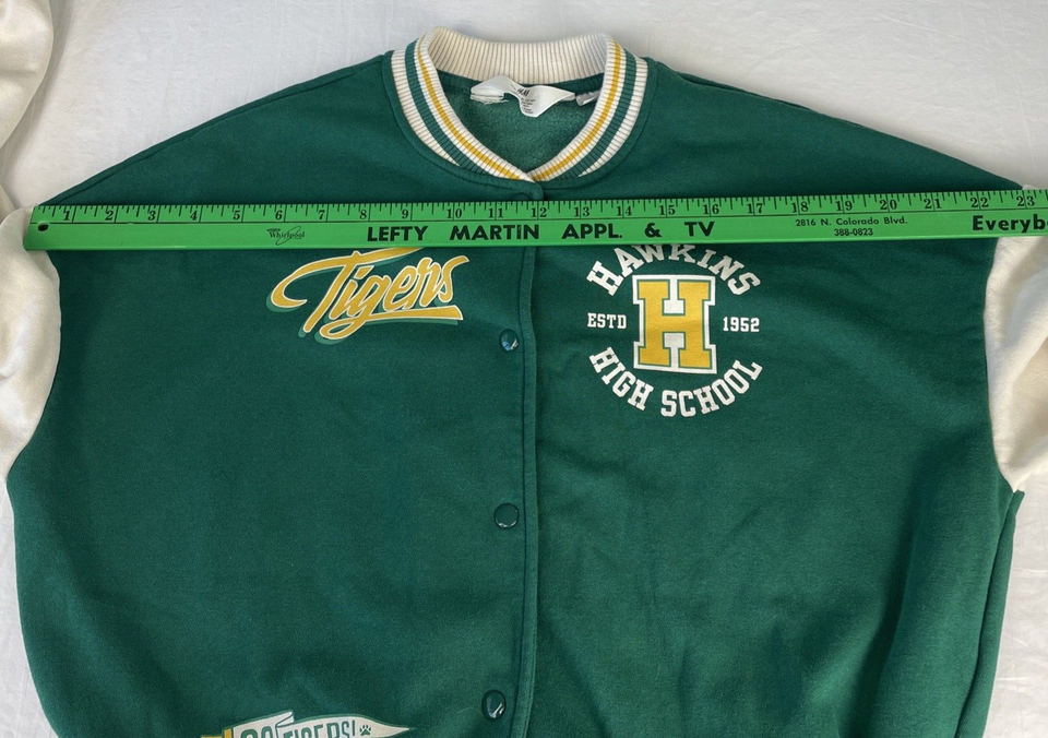 Stranger Things Hawkins High Snap Front Fleece Varsity Jacket Kid SZ 14 ...