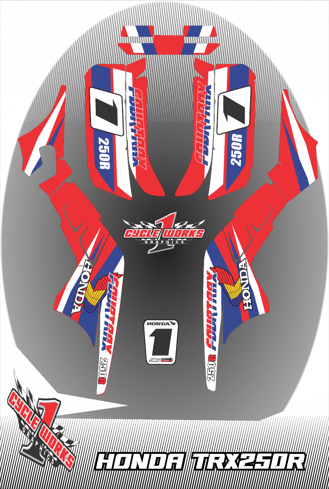 TRX250R TRX 250 Honda ATV SEMI CUSTOM GRAPHICS KIT FREE Semi Custom BIG ...