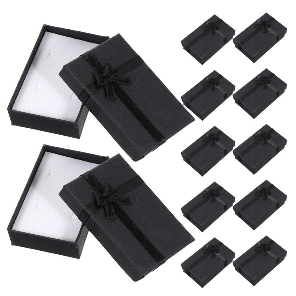 12 Pcs Cardboard Jewelry Box With Bow For Necklace Ear Stud Organizer ...