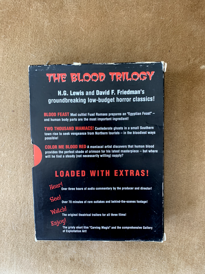 THE BLOOD TRILOGY DVD SOMETHING WEIRD VIDEO BLOOD FEAST COLOR ME BLOOD ...