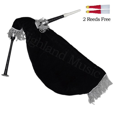 New H.M Scottish Goose Practice Bagpipe New Black Silver Mounts Black ...