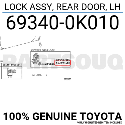 693400K010 Genuine Toyota LOCK ASSY, REAR DOOR, LH 69340-0K010 | eBay