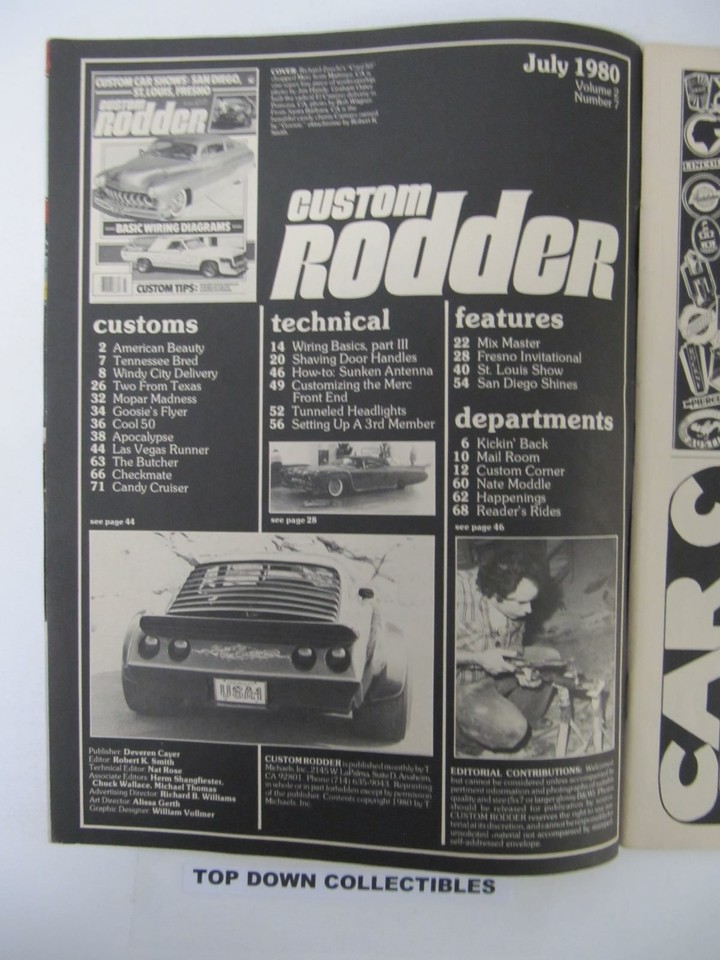Custom Rodder Magazine July 1980 Merc Freak, Luther Parvin/Bobby ...