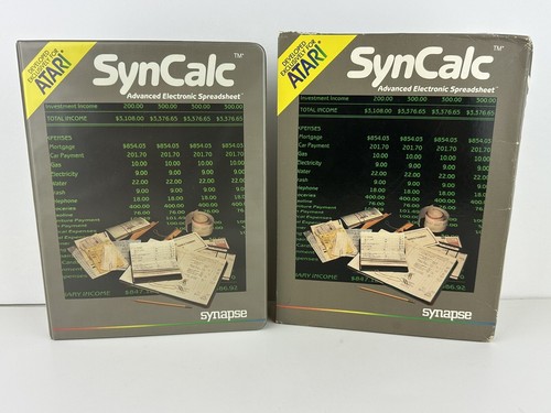 SYNAPSE SYNCALC FOR ATARI 1983 SPREADSHEET SOFTWARE + MANUAL | eBay