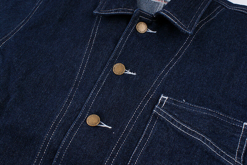 Railroad Denim Jacket Vintage Striped Men's Work Jean Chore Casual ...