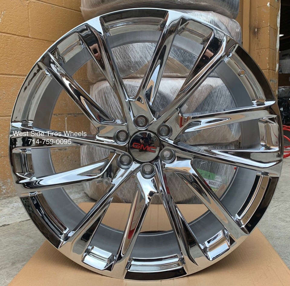 26” Inch New ESCALADE PLATINUM CHROME FR98 WHEELS Yukon Sierra Tahoe ...