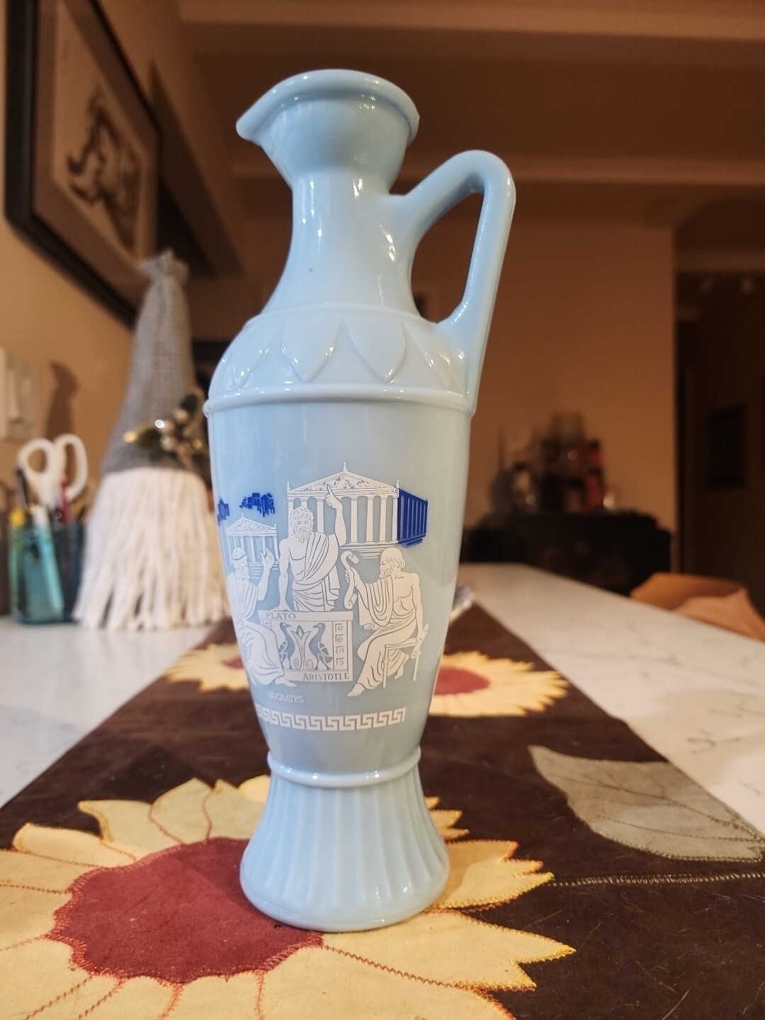 Vintage 1961 Jim Beam Greek Style Blue Milk Glass Philosophers Whiskey ...