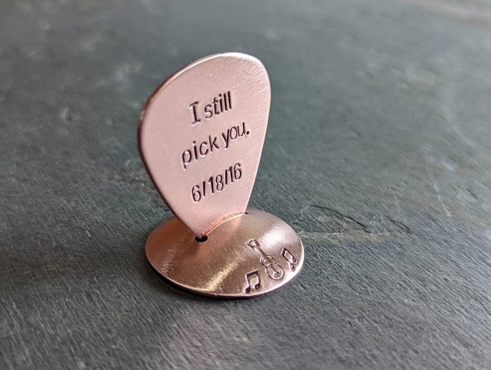 Copper anniversary guitar pick with holder - guitar pick stand - 7th | eBay