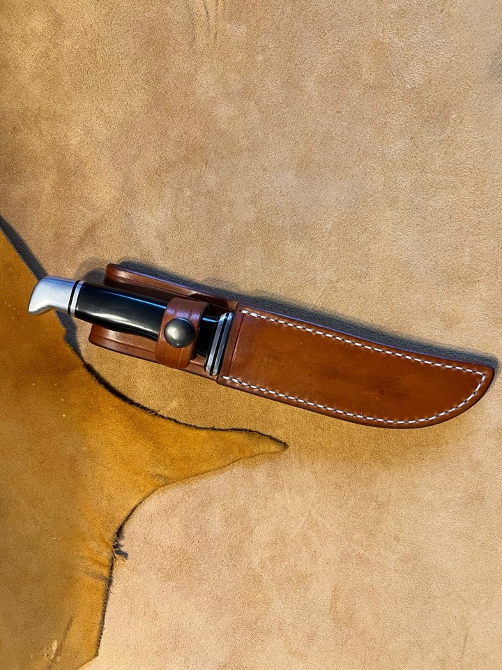 CUSTOM BUCK 105 PATHFINDER HEAVY LEATHER KNIFE SHEATH WESTERN HUNTING ...