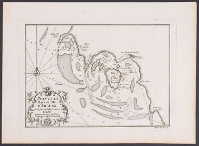 Prévost - Map of the Bay & Island of Arguin. 52, 1746 Voyages Original ...