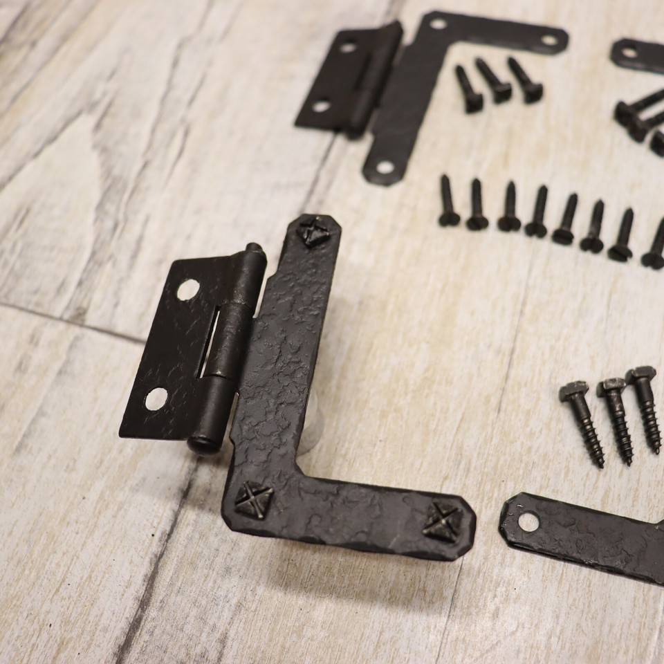 12 Pair- Vintage Mckinney Forged Iron Half Surface L-Hinges, Cabinet ...