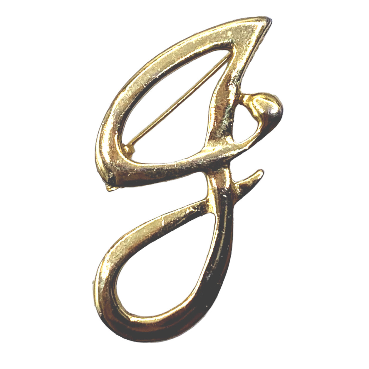 Vintage Cursive Initial Letter "g" Gold Tone Brooch P… - Gem