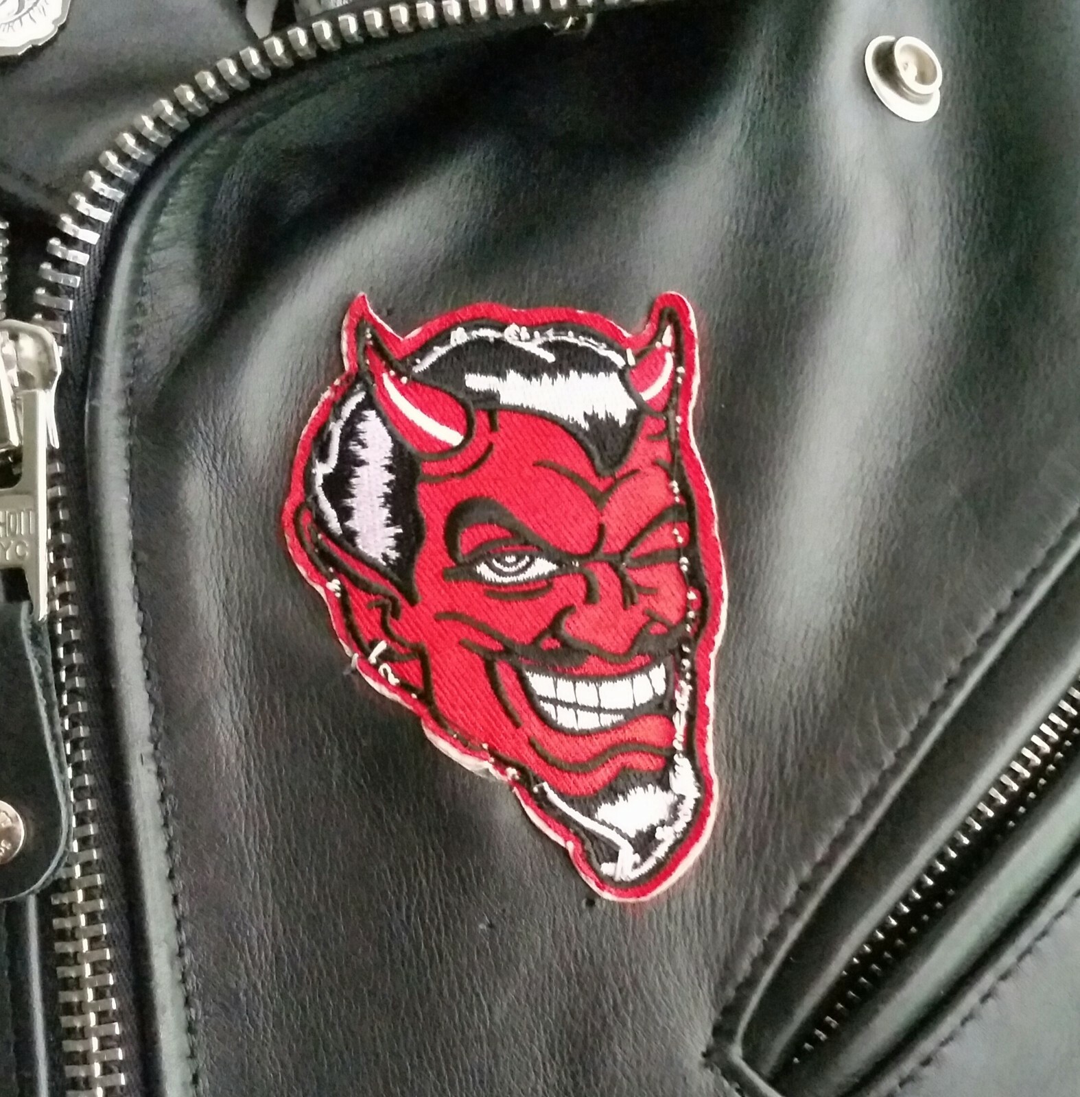 Winking Red Devil Satan embroidered PATCH Classic Horror Halloween iron ...