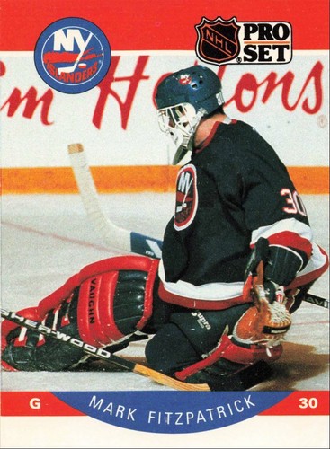 1990-91 Pro Set Hockey Rookie Card Mark Fitzpatrick New York Islanders ...