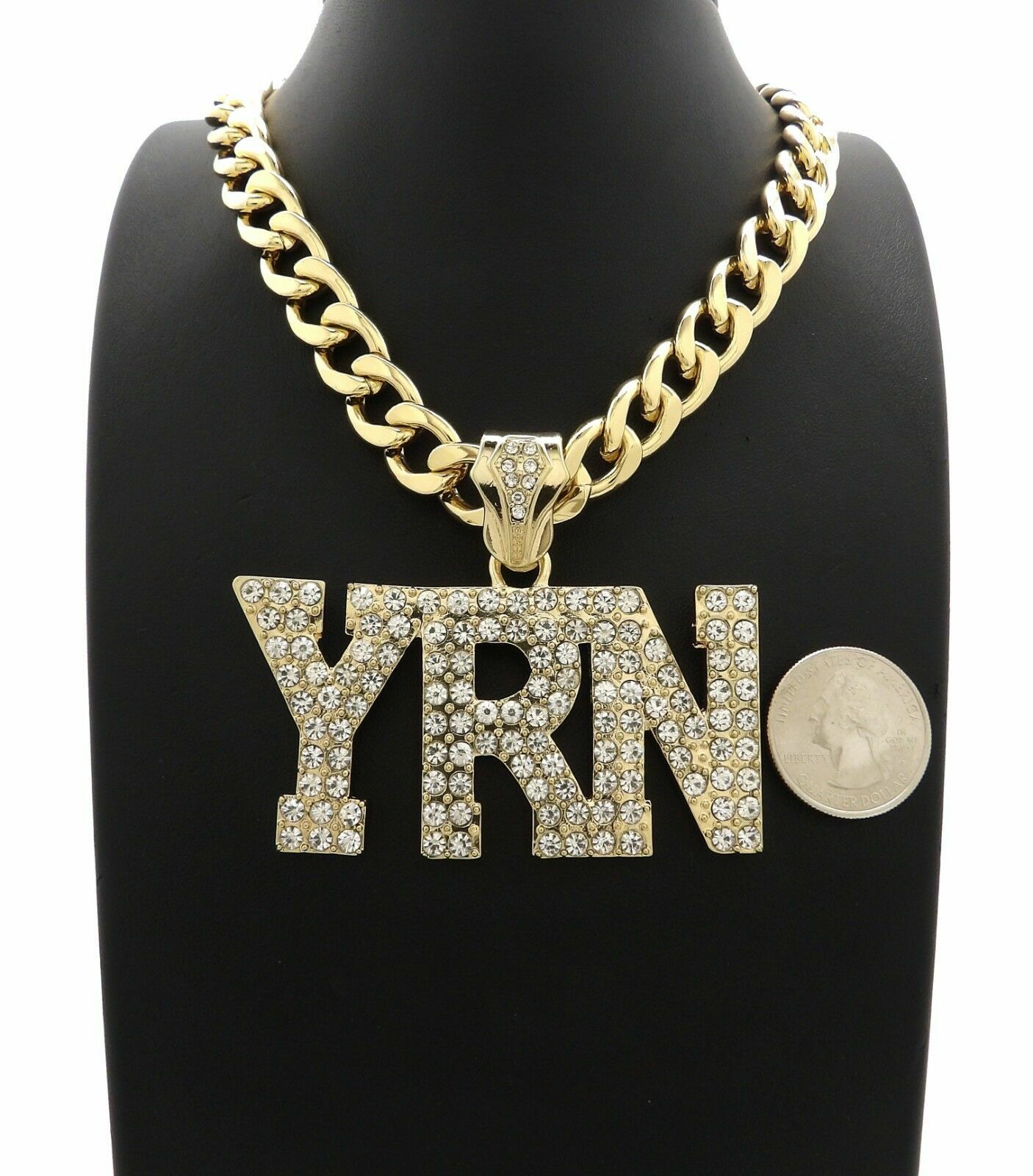 ICED HIP HOP MIGOS YRN PENDANT & 11mm 20" CUBAN CHOKER CHAIN FASHION ...