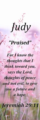 Judy "Praised" Keepsake Name Meaning Bookmark with Bible Verse and ...