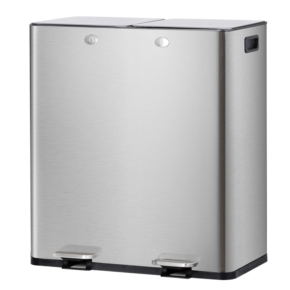 16 Gallon Stainless Steel Garbage Bin Home Kitchen Step on Trash Can ...