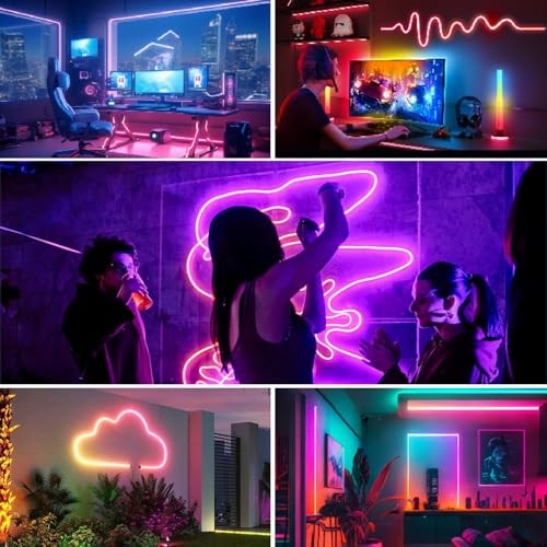 50Ft Neon Rope Lights,Flexible Led Rope Lights Control 50FT Neon Rope ...