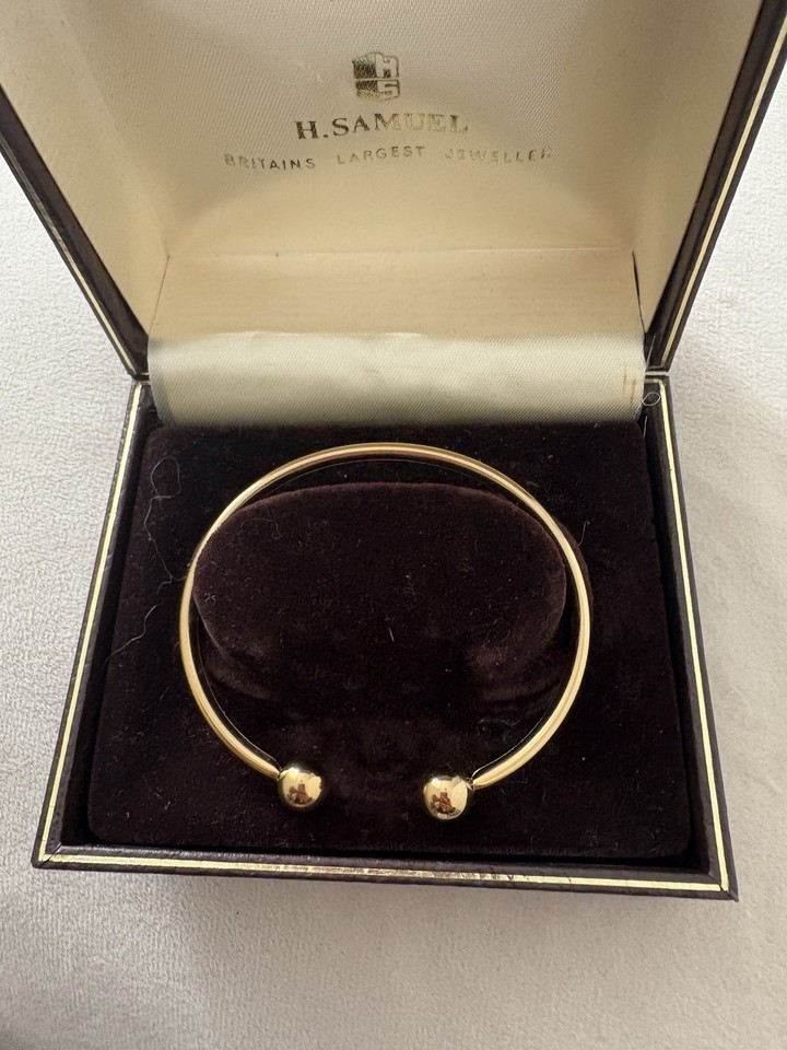 9K Gold Unisex Torque Ball Bangle Adjustable Lightweight Gold Filled ...