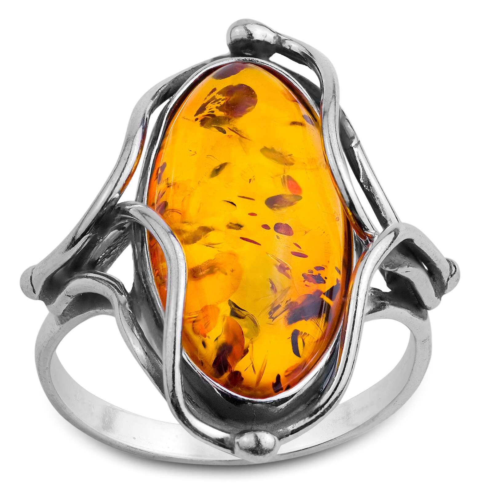 925 Solid Sterling Silver Honey Baltic Amber Oval Designer Classic ...