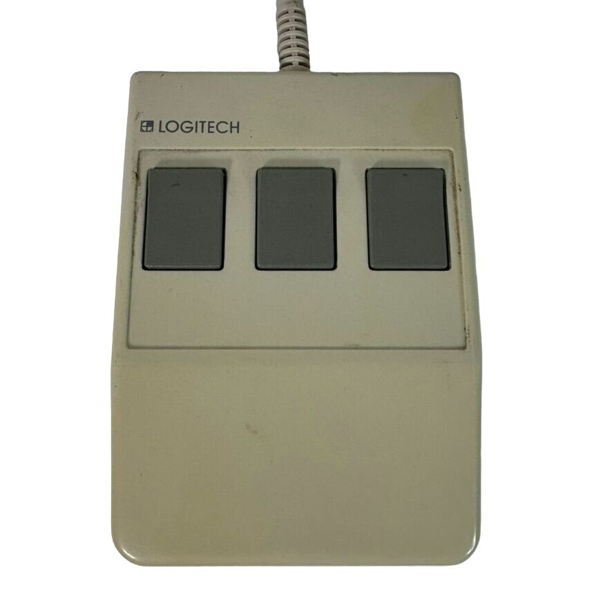 Vintage LOGITECH Mouse Model C7-3F-9F Serial Three Button Roller Ball 9 ...