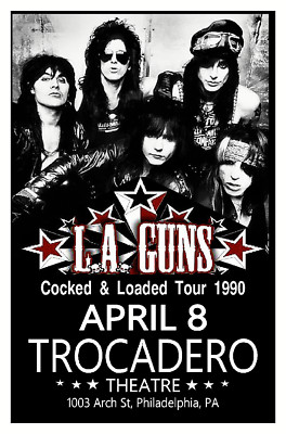 Concert Poster L.A. GUNS 1990 TROCADERO THEATRE PHILADELPHIA PA GIG ...