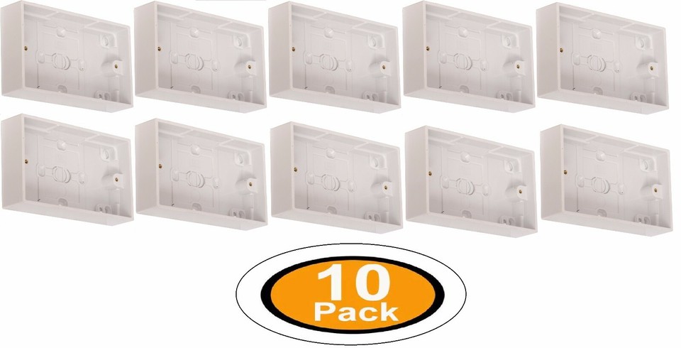 10X 2 Gang 25mm Double Surface Mount Pattress Back Box Wall Socket ...