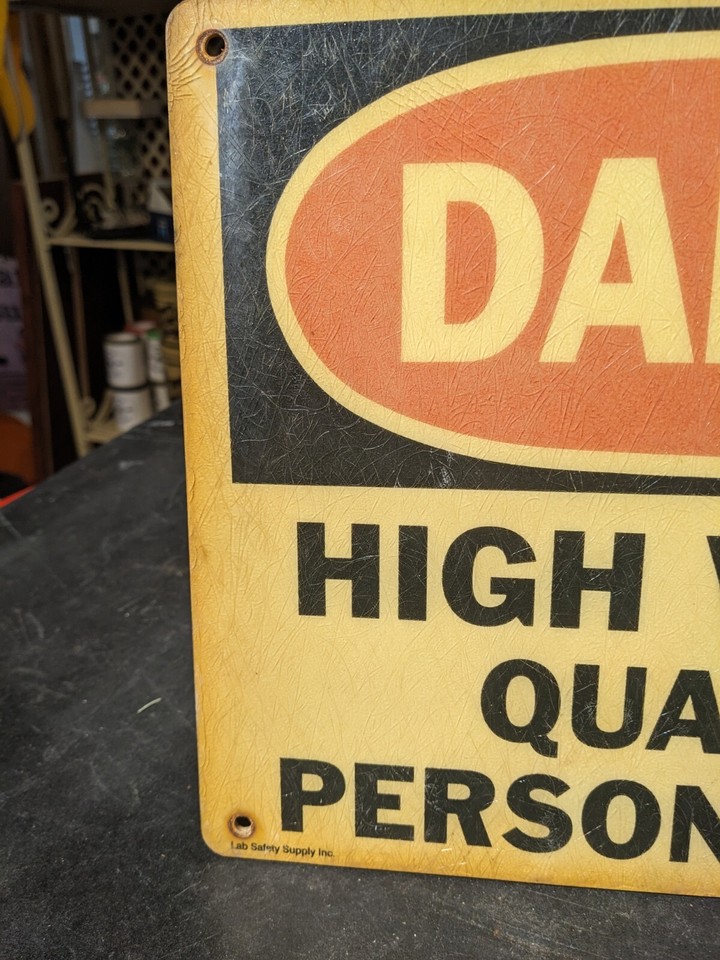 Vintage Lab Safety Supply DANGER High Voltage Sign Bakelite? | eBay
