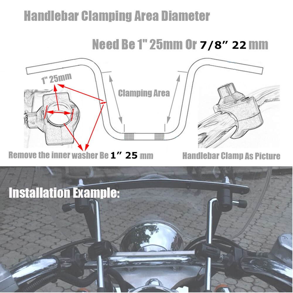 Large Clear 19"x17" Windshield for Harley Dyna Glide Sportster Springer ...